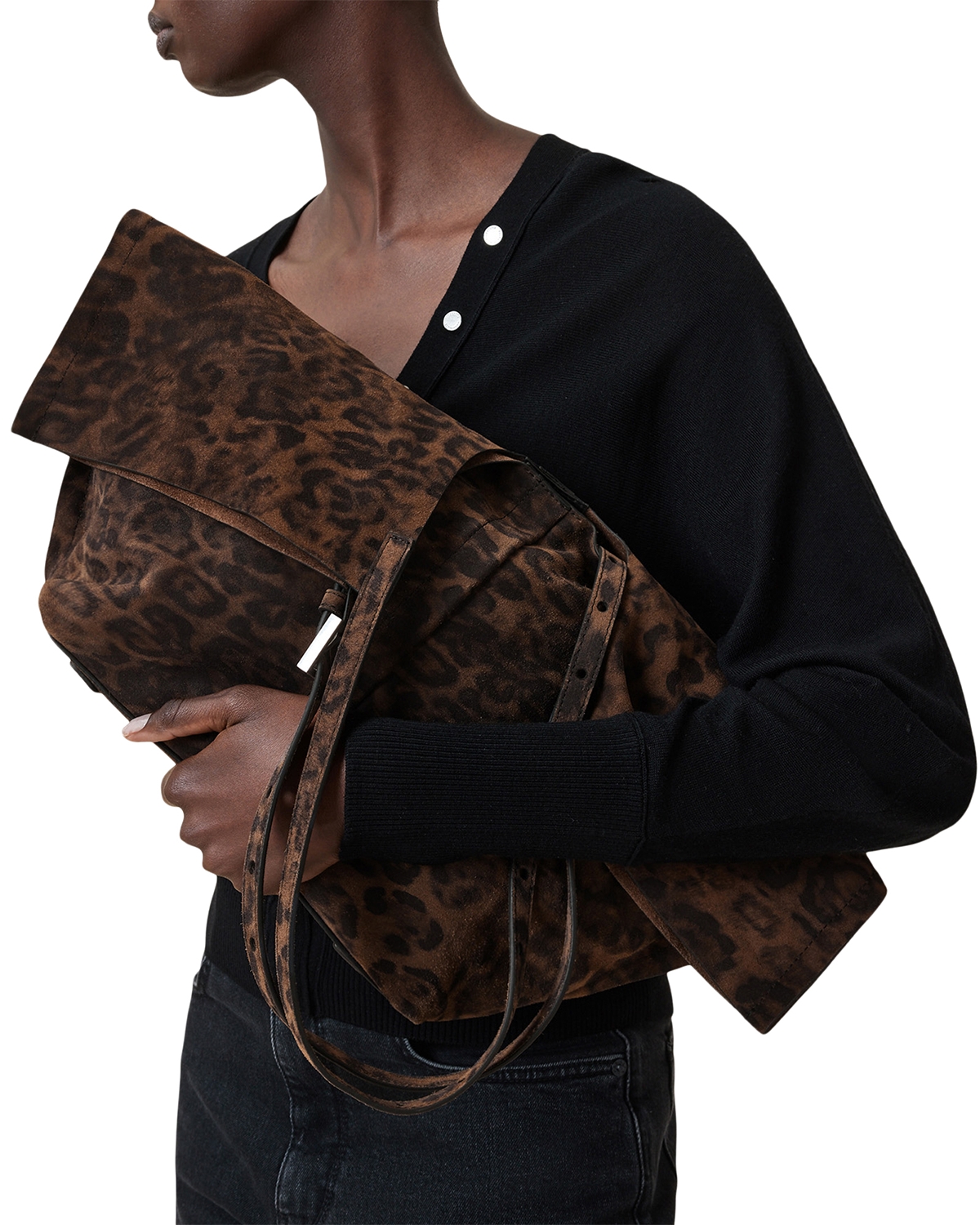 ALLSAINTS Allsaints Ara Leopard Print Leather East/West Tote